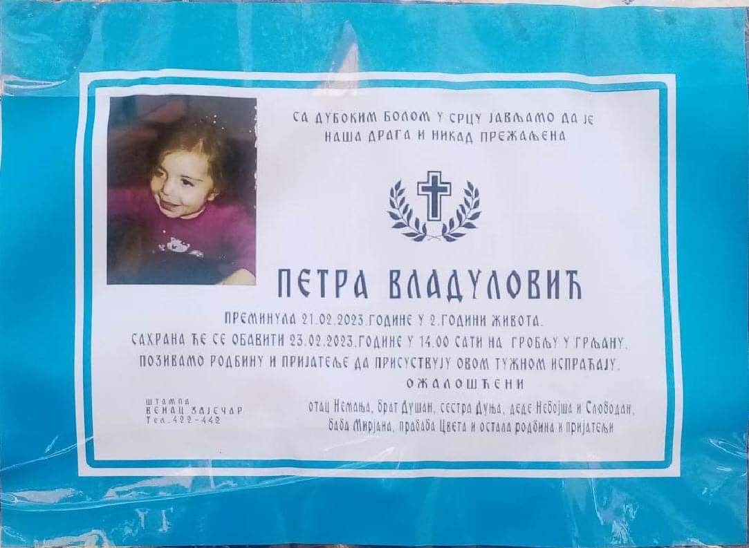 Petra (2) koju je nasmrt pretukao očuh biće sahranjena danas